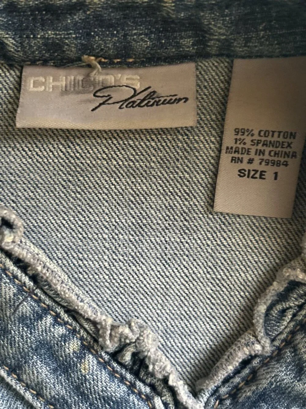 Chico's | Jackets & Coats | Chicos Platinum Denim Jacket Sz Med Light ...